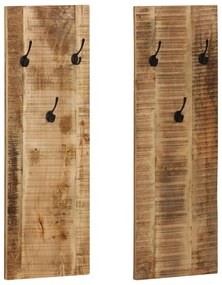 vidaXL Nástěnný věšák 2 ks masivní mangovníkové dřevo 36 x 110 x 3 cm