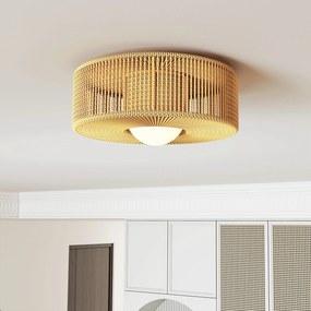 Stropní svítidlo, boho stropní lampa s objímkou G9 LED, kulaté stínítko z konopného provazu