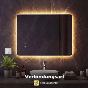 Costway Obdélníkové zrcadlo s LED osvětlením, nástěnné zrcadlo do – 70 × 50 cm