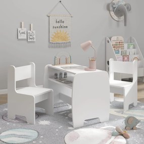 Wooden Toys Sada stolku a židliček – BÍLÁ