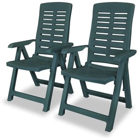 vidaXL Polohovatelné zahradní židle 2 ks plastové zelené