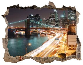 Wallmuralia Fototapeta díra na zeď 3D New York noc 95x64 cm