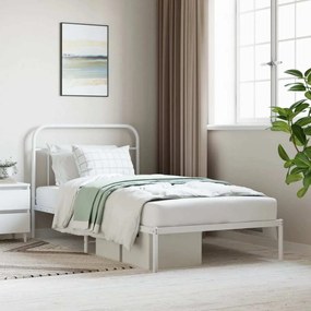 vidaXL Kovový rám postele s čelem 100 x 200 cm [352622] Barva: Bílá