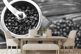 Tapeta mlýnek na kávu v černobílém provedení - 450x300 cm