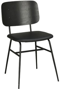 Černá jasanová jídelní židle s koženkovým sedákem ROWICO BRENT