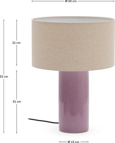 Fialová/béžová stolní lampa s textilním stínidlem (výška 52 cm) Toneric – Kave Home