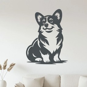 dřevo života Dřevěný obraz sedící Corgi Zvolte rozměr (cm): 45x60, Zvolte barvu dekoru: Antracitová