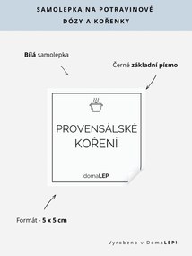 Samolepka na kořenky PROVENSÁLSKÉ KOŘENÍ bílá 5 × 5 cm základní písmo