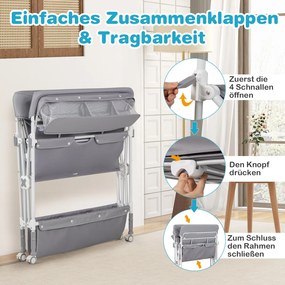Costway Přenosný přebalovací pult s kolečky Skládací přebalovací pult s výškově