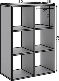 ADRK Furniture Regál Lenti 2x3 BS-LEN-2X3-G