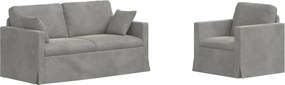 Set pohovek 2 ks Světle šedá samet 3407551
