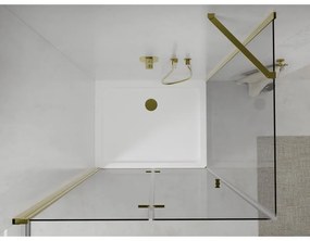 Mexen Lima sprchový kout 90x70cm, 6mm sklo, zlatý profil - čiré sklo + Slim sprchová vanička - 856-090-070-50-00-4010