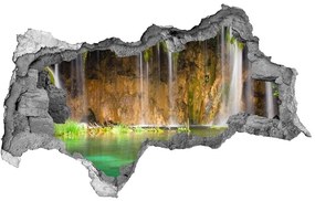 Wallmuralia Díra 3D ve zdi nálepka Plitvická jezera 95x73 cm