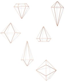 Umbra - Nástěnné dekorace Geometrické 6 ks. Měď PRISMA