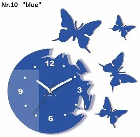 Dekorační nástěnné hodiny létající motýly Tmavomodrá
