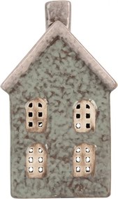 Zelený keramický domek na čajovou svíčku Lamont - 8*7*14 cm