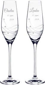 AKRISTAL Classic - svatební skleničky na sekt se jmény a Swarovski® Elements