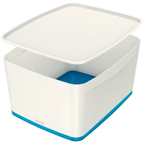 Bílo-modrý plastový úložný box s víkem 32x38.5x20 cm MyBox – Leitz