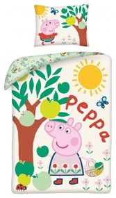 Bavlněné ložní povlečení Prasátko Peppa a jablka - 100% bavlna - 70 x 90 cm + 140 x 200 cm