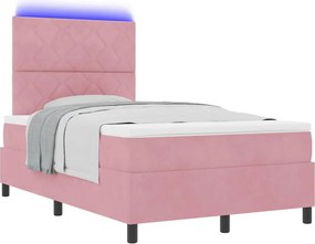 Postel s boxspringem s čelo Růžová 120 x 190 cm samet 3339889