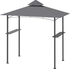 Grilovací altán Outsunny Zahradní stan s policemi Ohniodolná dvojitá střecha Šedý 245 x 148 x 252 cm | Aosom