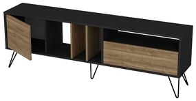 Hanah Home TV stolek Mistico (180) - Walnut, Black, Ořech, Černá