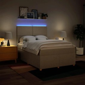 Box spring postel s matrací krémová 140x190 cm textil 3293573