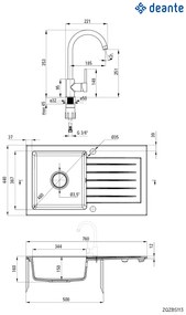 Deante Dřez Zorba s dřezovou baterií, granit -  šedý metalic
