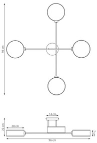 Přisazený lustr MAGA 4xE14/10W/230V černá