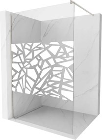 Mexen Kioto, sprchová zástěna Walk-In 100 x 200 cm, 8mm čiré sklo bílý vzor, ​​broušená ocel profil, 800-100-101-97-85