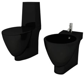 vidaXL Keramické WC a bidet černé
