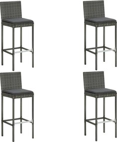 5dílný zahradní barový set s poduškami polyratan šedý 3064767