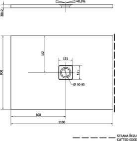 Polysan FLEXIA 110 x 80 x 3 cm 72924 sprchová vanička s možností úpravy rozměru