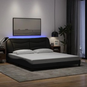 Rám postele s LED bez matrace Hvar černý 180x200 cm Látka 3213720