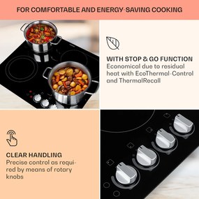 Klarstein EasyCook, sklokeramická varná deska, 6100 W, otočný regulátor, černá