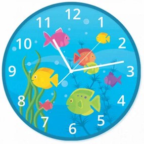 Dětské nástěnné hodiny Rybičky s tichým chodem a průměrem 32cm