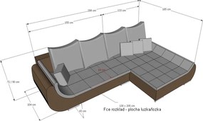 Rohová sedací souprava Hugo 2F-OTM, bílá ekokůže/šedá látka