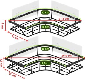 Rohové poličky do koupelny 2ks SPRINGOS HA7545 černá