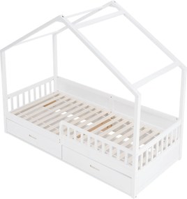 Montessori postel, 90x200, bílá, masiv, BIANKA