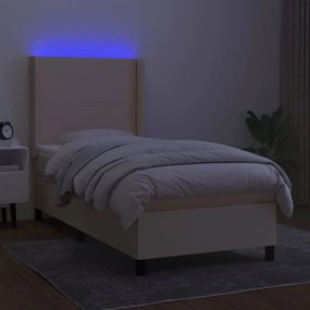 Box spring postel s matrací a LED krémová 90x200 cm textil 3138130
