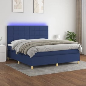 Box spring postel s matrací a LED modrá 160x200 cm textil 3135451
