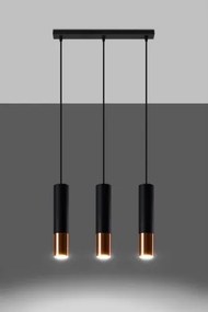 Závěsné svítidlo SOLLUX Loopez 3L GU10 3x40W bez zdroje ocel černá/měděná SL.0948