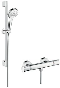 Hansgrohe Croma Select S, sprchová sada Vario s termostatem Ecostat Comfort a sprchovou tyčí 65 cm, bílá/chromová, HAN-27013400