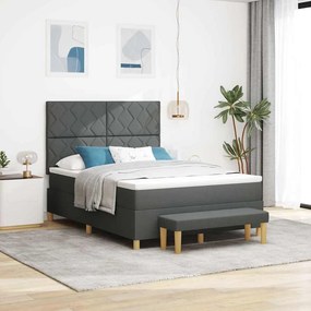Postel s boxspringem s čelo Tmavě šedá 200 x 140 cm textil 3344381