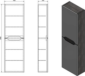 Sapho Wave koupelnová skříňka vysoká 40 x 140 x 20 cm bílá dub cuneo WA250-3025
