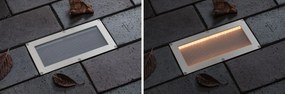 P 95745 Solární LED zemní svítidlo Sorea soumrakový senzor IP67 hranaté 200x100mm 2200K 0,3W 3,7V kov kartáčovaný ABS/polykarbonát/ocel - PAULMANN