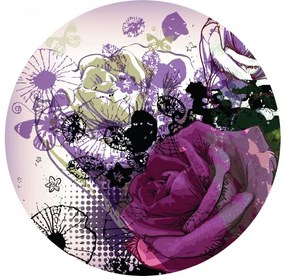 Samolepicí fototapeta Květinová koláž 70x70 cm CR3221 Flower Collage / kruhové samolepicí vliesové dekorace La Form (ø 70 cm) AG Design