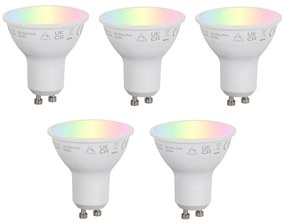 Sada 5 chytrých stmívatelných LED žárovek GU10 50 mm opál RGBW 4,7 W 400 lm 2700-6500 K Zigbee