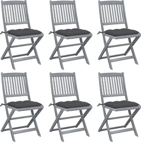 vidaXL Skládací zahradní židle s poduškami 6 ks masivní akáciové dřevo [3065450] Barva: Béžová