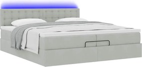 Osmanský rám postele s matracíes světle šedá 200x200cm samet 3312788